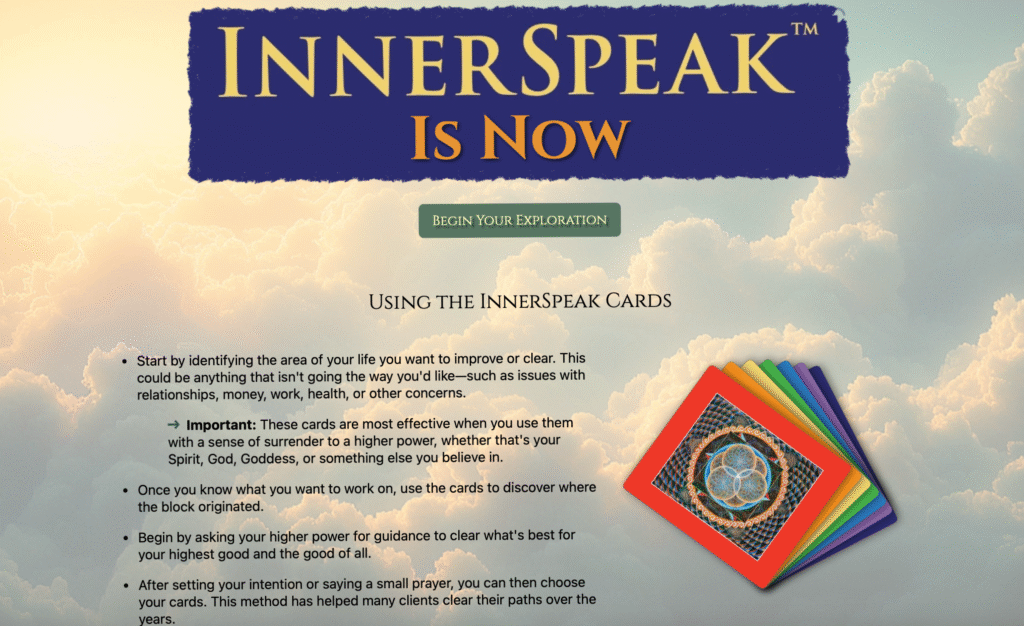 InnerSpeak™ Cards Online “Game” Online - InnerSpeak™ Cards in Four ...